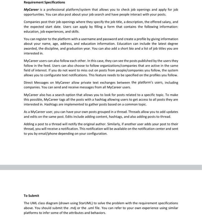 Solved MyCareer is a professional platform/system that | Chegg.com