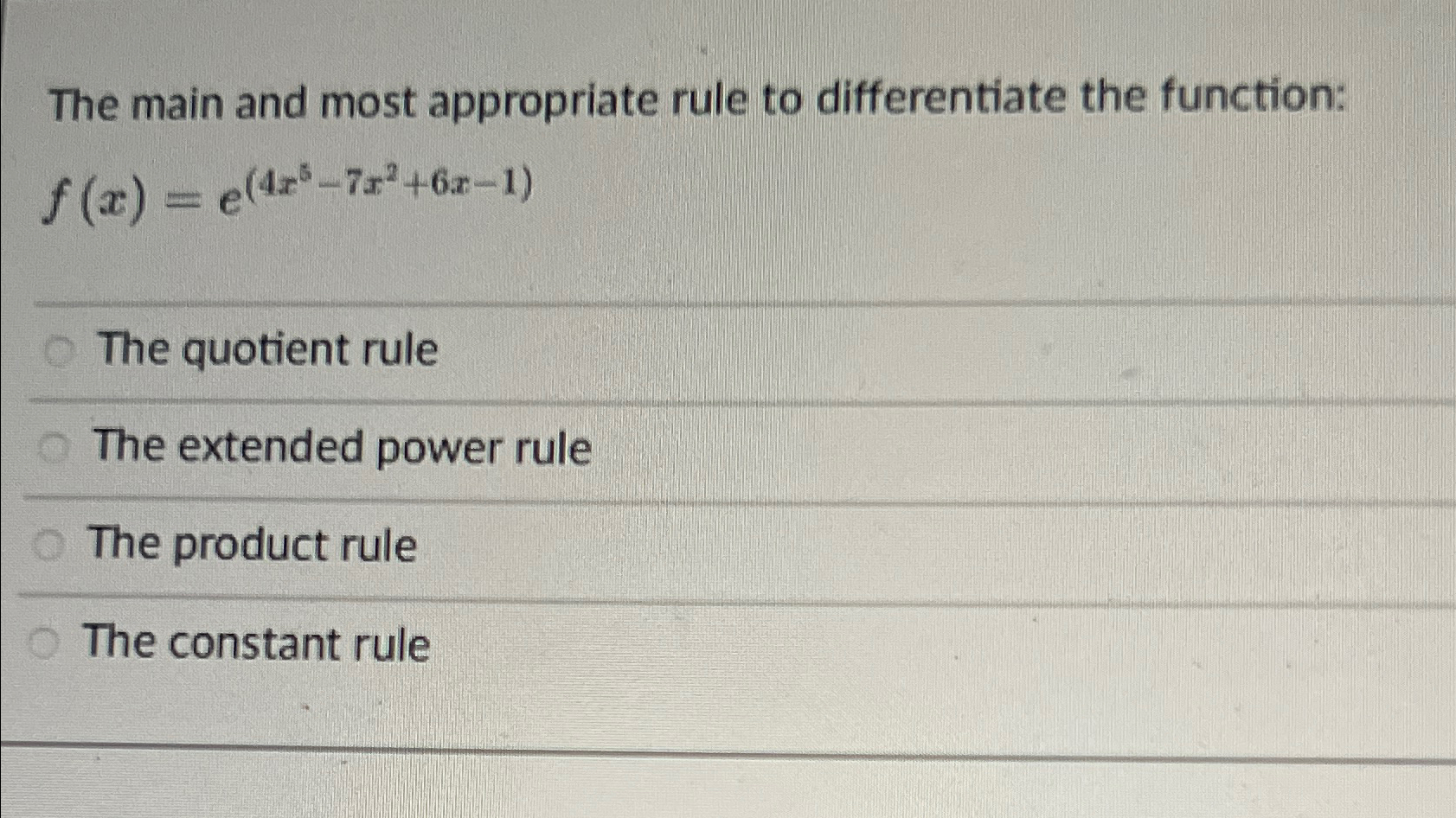 Solved The main and most appropriate rule to differentiate | Chegg.com