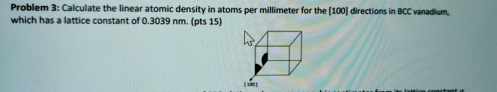 Solved Problem 3 Calculate The Linear Atomic Density In
