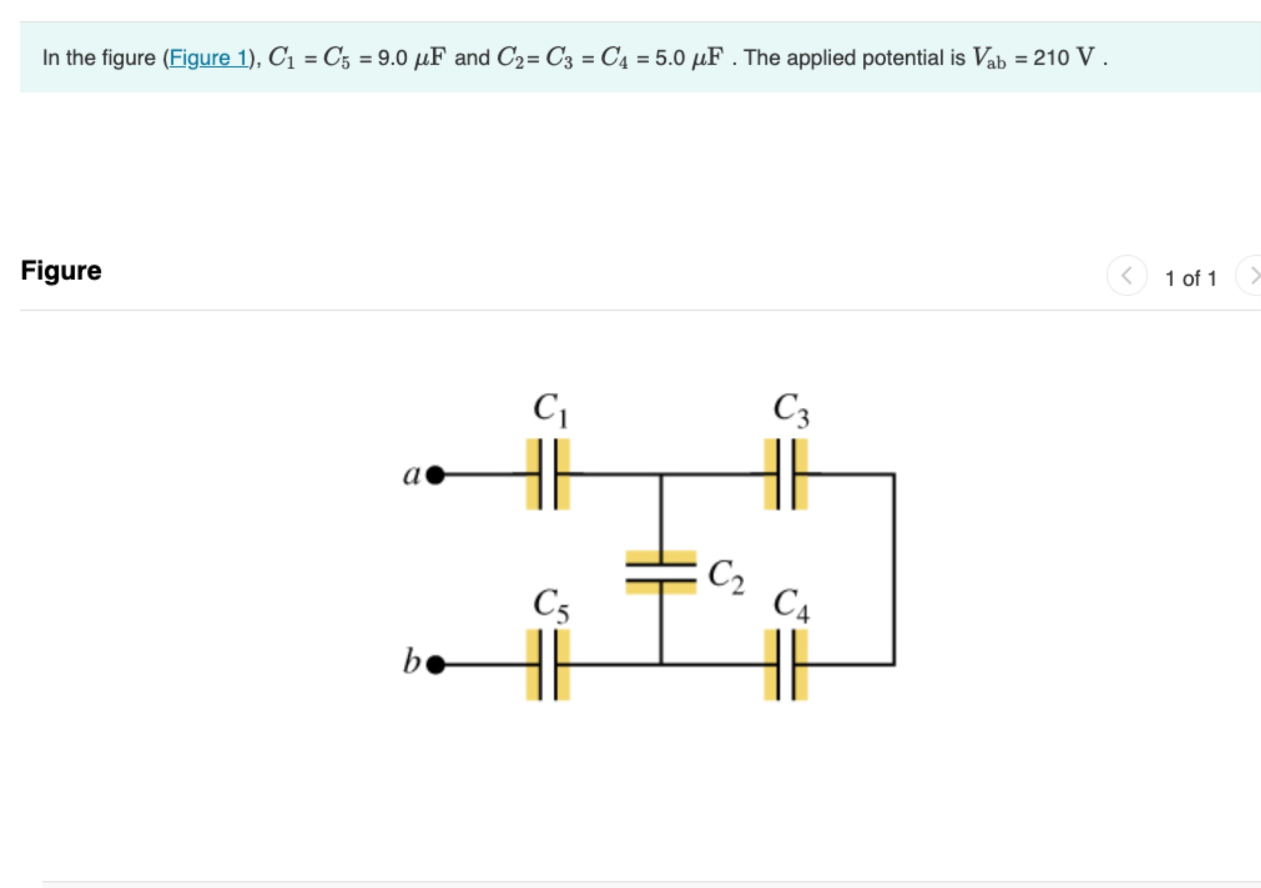 Solved In the figure (Figure 1), C1=C5=9.0μF ﻿and | Chegg.com