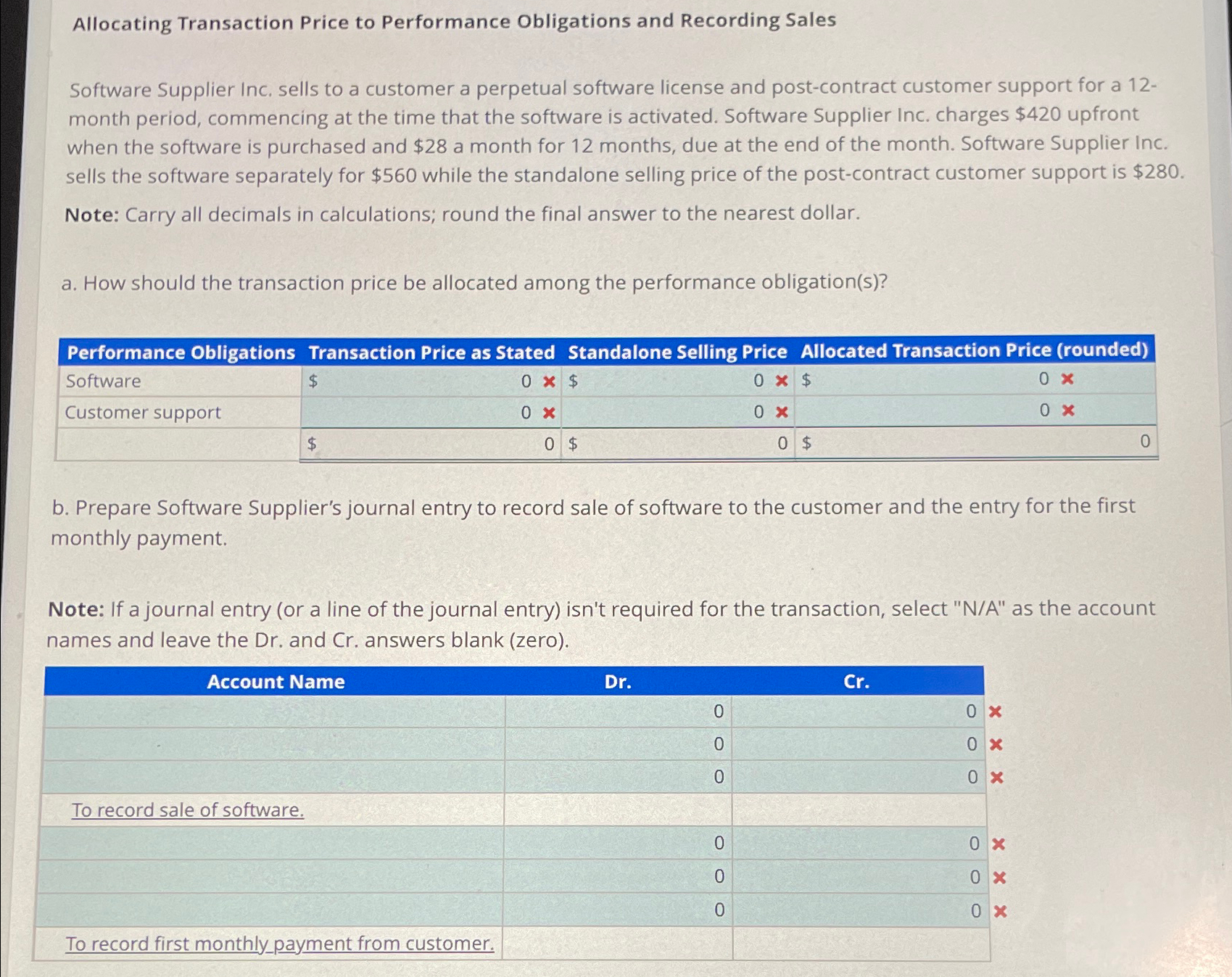 Allocating Transaction Price to Performance | Chegg.com
