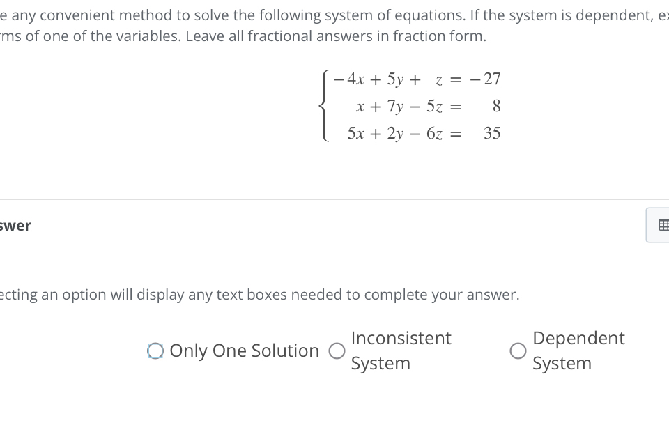 Solved e any convenient method to solve the following system | Chegg.com