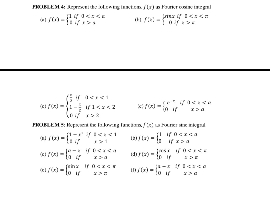 PROBLEM 4: Represent the following functions, f(x) | Chegg.com