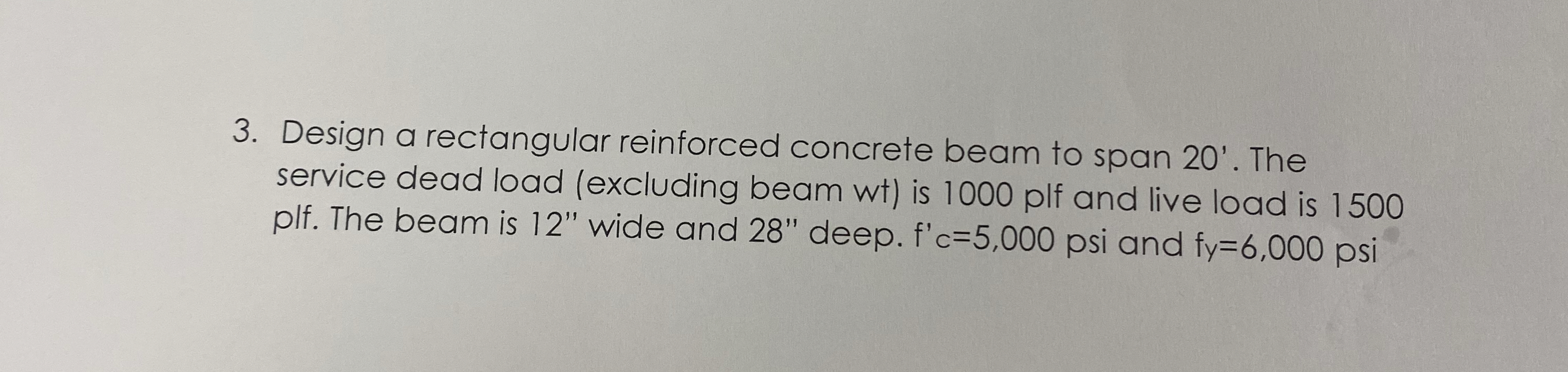 Solved Design a rectangular reinforced concrete beam to span | Chegg.com