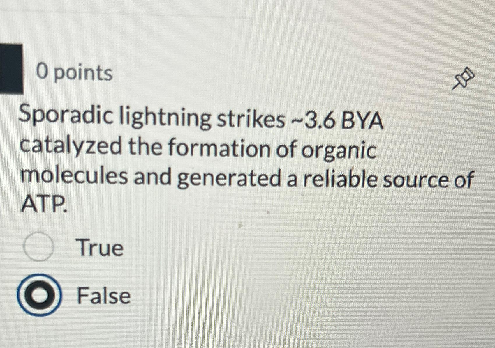 Solved 0 ﻿pointsSporadic lightning strikes 3.6 ﻿BYA | Chegg.com