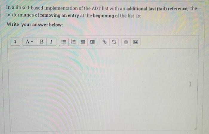 Solved In a linked-based implementation of the ADT list with | Chegg.com