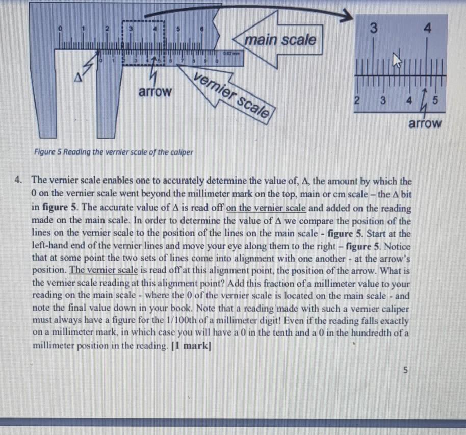 Solved OW и Figure 4 The movable Jaw of the caliper with the | Chegg.com