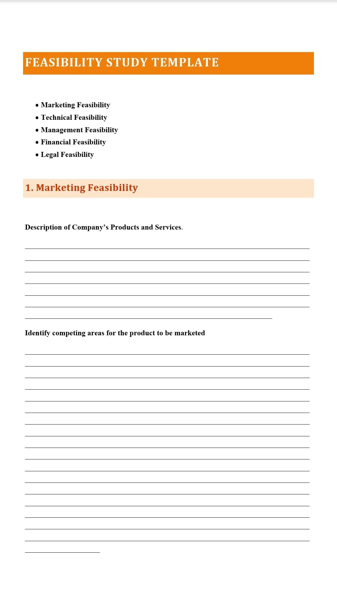 FEASIBILITY STUDY TEMPLATE - Marketing Feasibility - | Chegg.com
