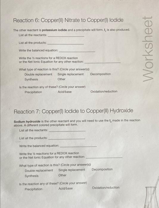 Solved TIME The Copper Reactions Lab NOTE: All of the | Chegg.com