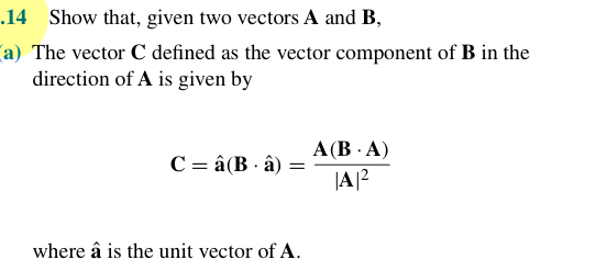 Solved Show that, given two vectors A and B,(a) ﻿The vector | Chegg.com