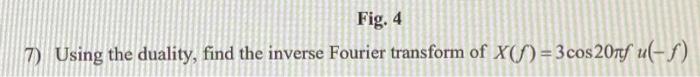 Solved Fig. 4 7) Using the duality, find the inverse Fourier | Chegg.com
