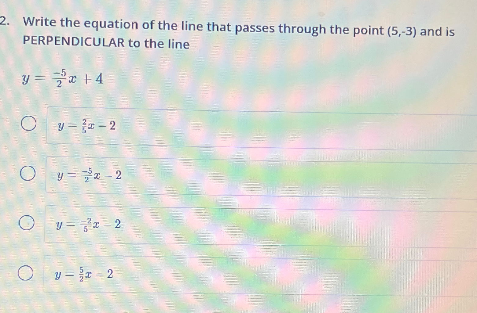 Solved Write the equation of the line that passes through | Chegg.com
