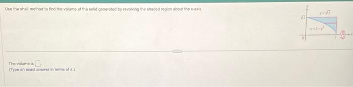 Use the thel method to find tho volume of the solid | Chegg.com