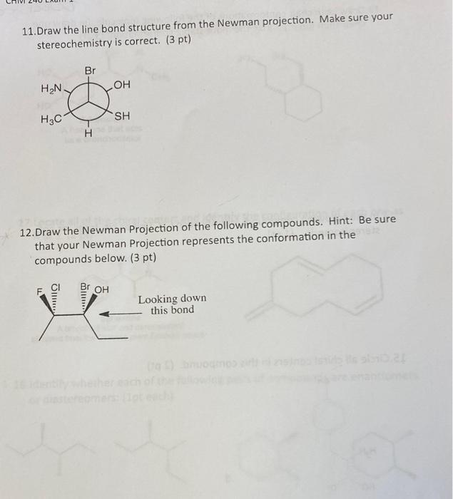 Solved 11.Draw the line bond structure from the Newman | Chegg.com