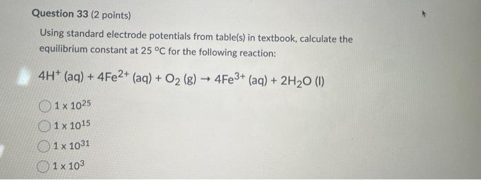 Solved Using standard electrode potentials from table(s) in | Chegg.com