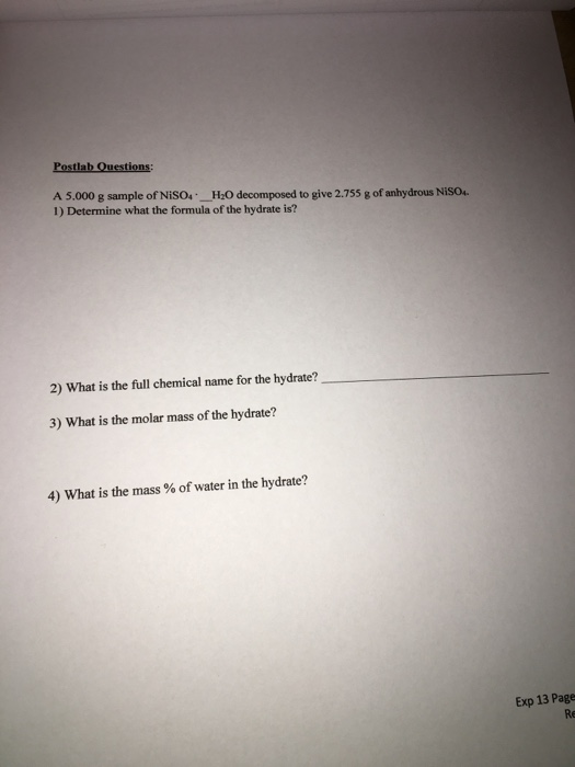 Solved 1) What is the full chemical name for Gypsum CaSO4 | Chegg.com