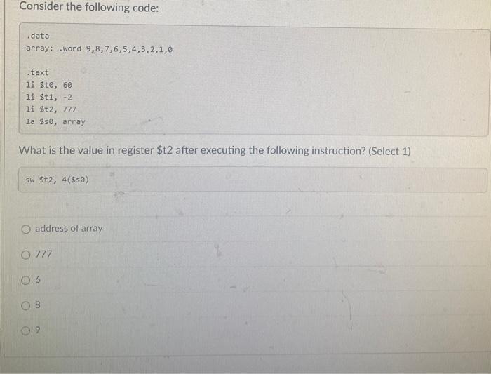 Solved Consider The Following Code Data Array Word 