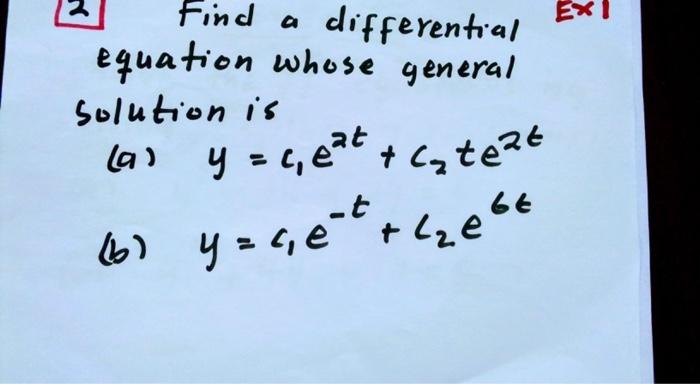 Solved Ex! Find a differential equation whose general | Chegg.com