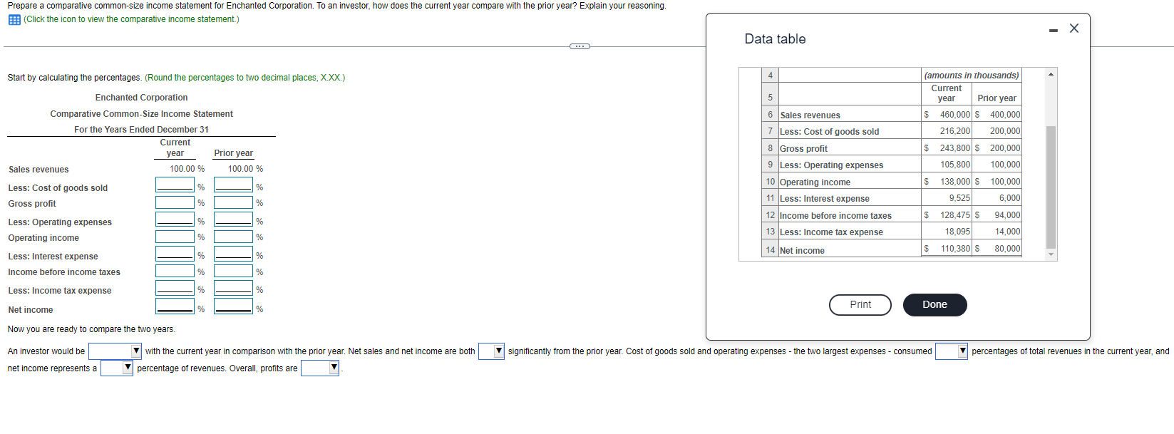 Solved Prepare A Comparative Common Size Income Statement 0858