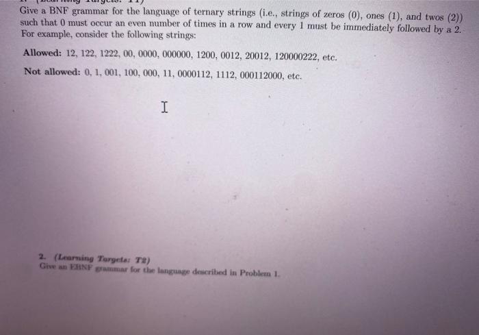 Solved Give a bit grammar for the language of ternary | Chegg.com