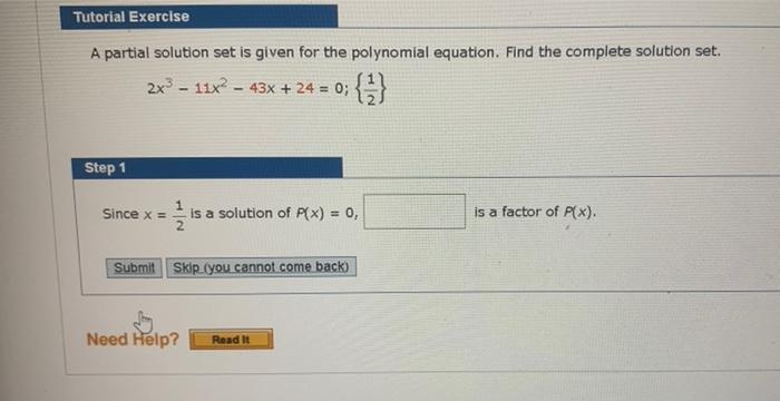 Solved Tutorial Exercise A partial solution set is given for | Chegg.com