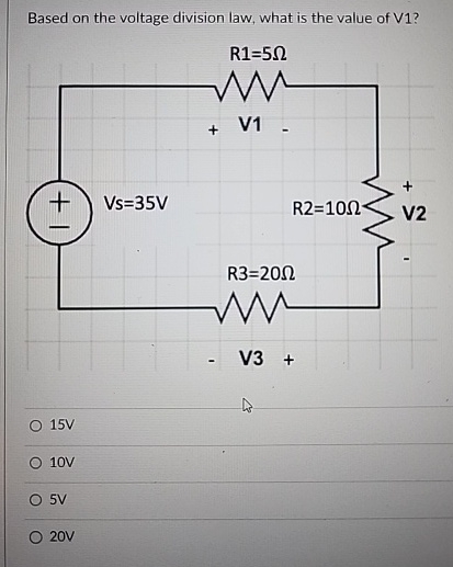 Solved Based on the voltage division law, what is the value | Chegg.com