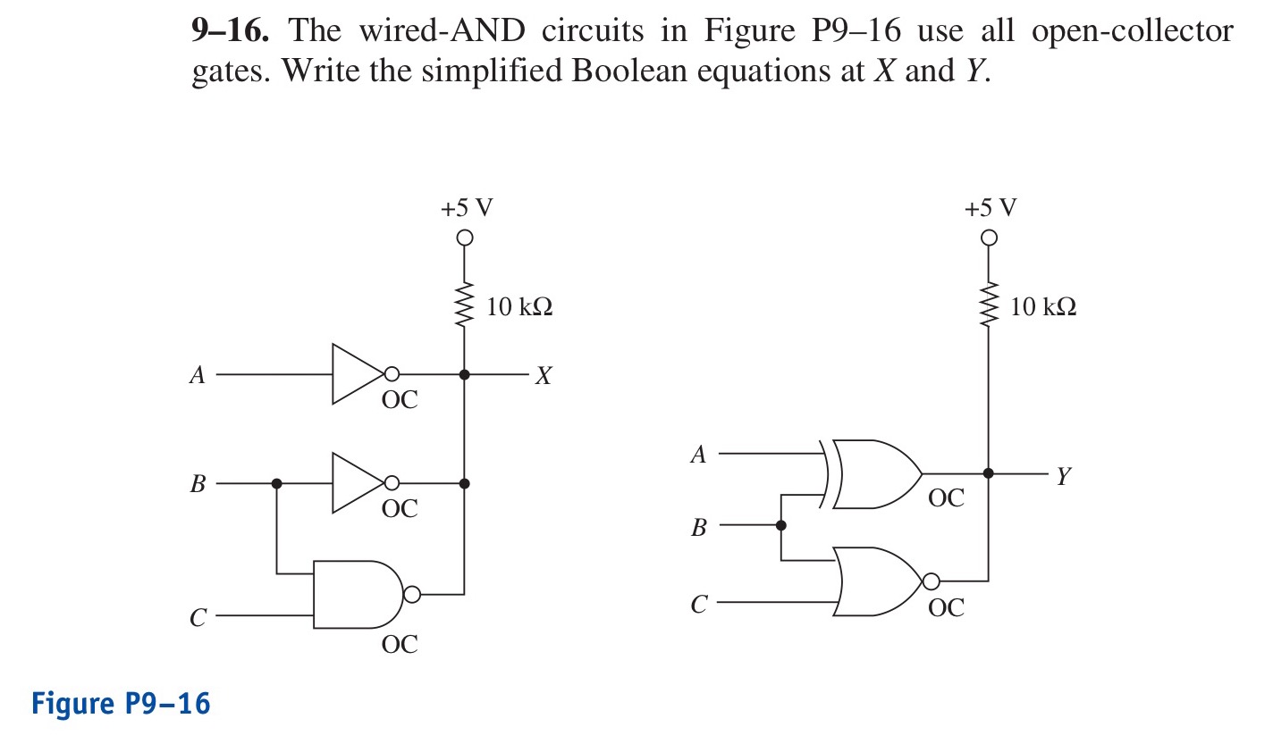 Solved 9-16. ﻿The wired-AND circuits in Figure P9-16 ﻿use | Chegg.com