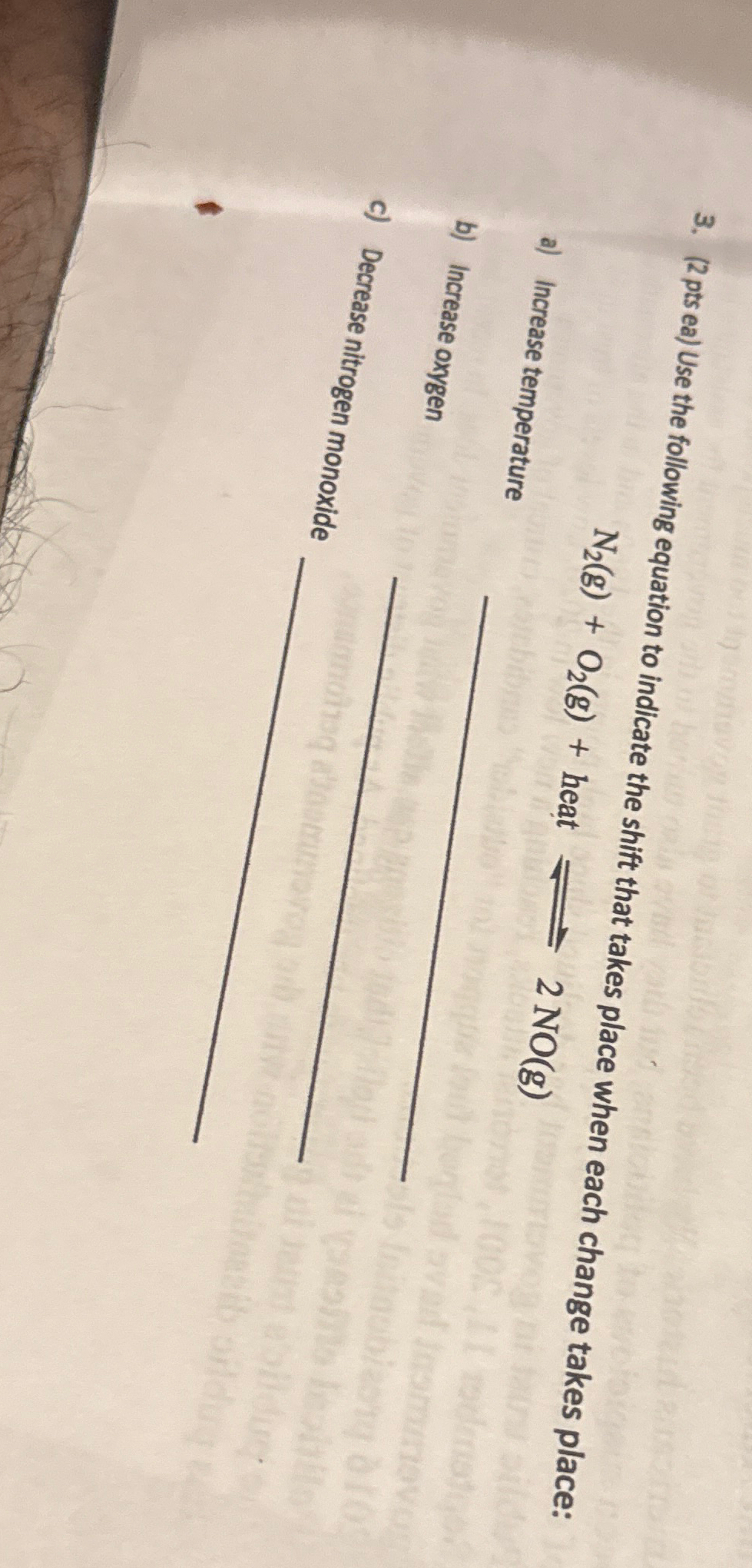 Solved (2 ﻿pts ea) ﻿Use the following equation to indicate | Chegg.com