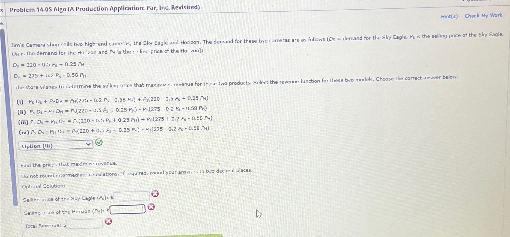 Solved Problem 14-05 ﻿Algo (A Production Application: Par, | Chegg.com
