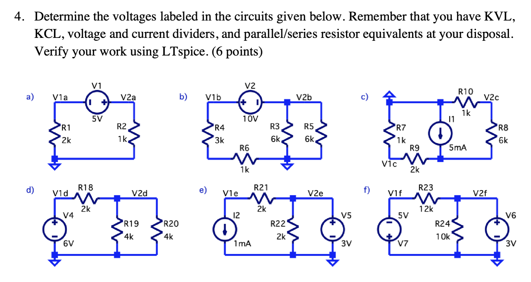 Solved Determine the voltages labeled in the circuits given | Chegg.com
