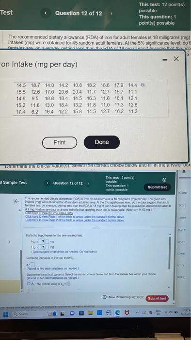 The recommended dietary allowance (RDA) of iron for | Chegg.com