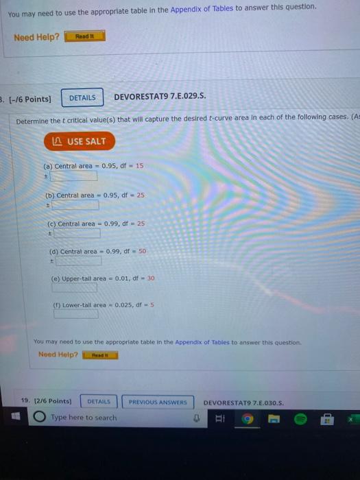 Solved (-/6 Points) DETAILS DEVORESTAT9 7.E.029.S. Determine | Chegg.com