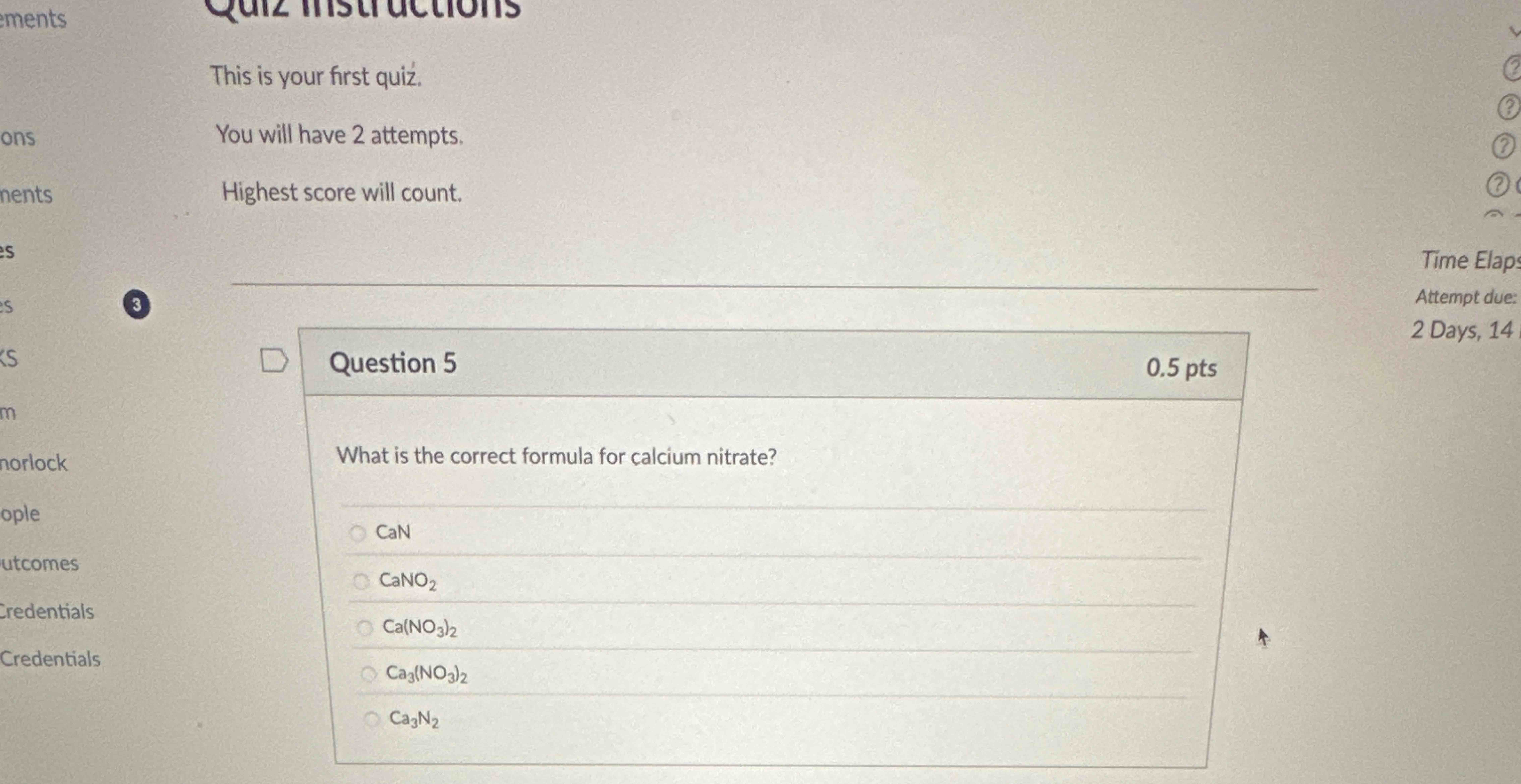 Solved Question 5What is ﻿the correct formula for calcium | Chegg.com