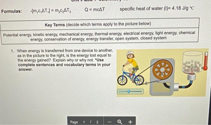 Solved Formulas: -[m,c,AT,] = m,C,AT Q = mcAT specific heat | Chegg.com