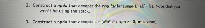 Solved 2. Construct a npda that accepts the regular language | Chegg.com