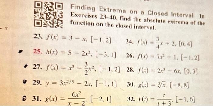 Solved Finding Extrema on a Closed Interval In Exercises | Chegg.com