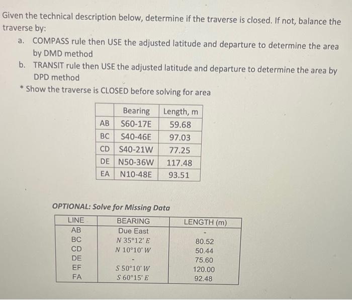 Solved Given the technical description below, determine if | Chegg.com