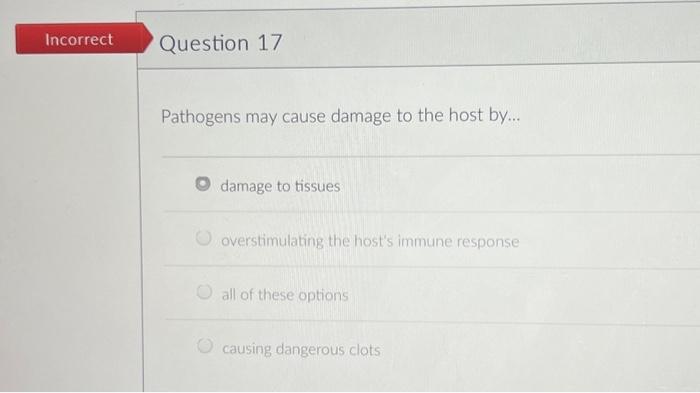 Solved Pathogens may cause damage to the host by... damage | Chegg.com