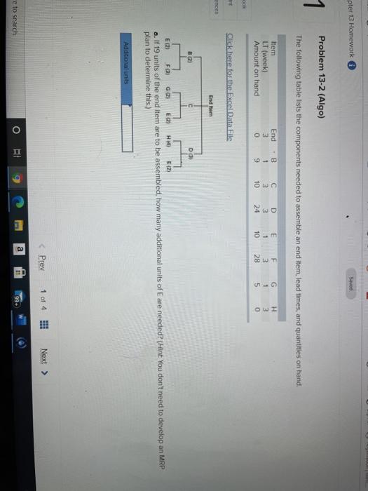Solved pter 13 Homework saved Problem 13-2 (Algo) 1 The | Chegg.com Solved pter 13 Homework saved Problem 13-2 (Algo) 1 The | Chegg.com