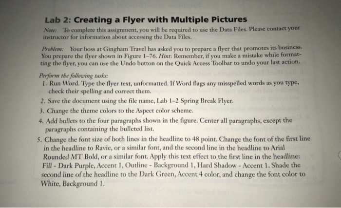 Lab 2: Creating a Flyer with Multiple Pictures Note: | Chegg.com
