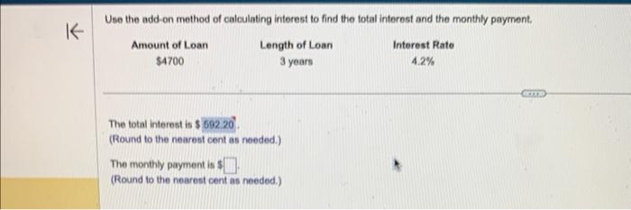 Solved Use the add-on method of caleulating interest to find | Chegg.com