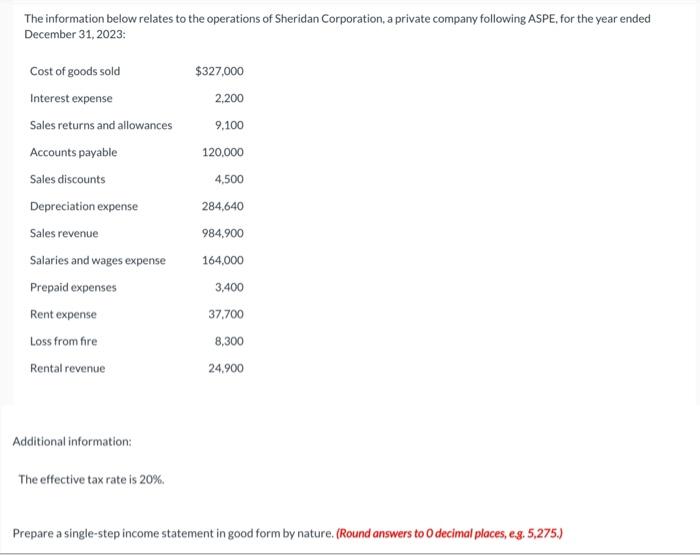 Solved please help to prepare a single-step income statment | Chegg.com