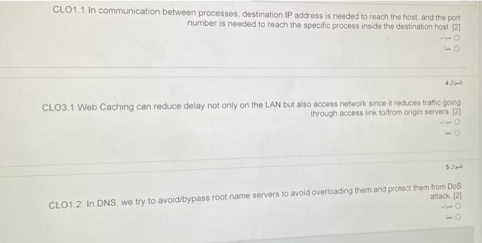 Solved CLO1.1 In communication between processes, | Chegg.com