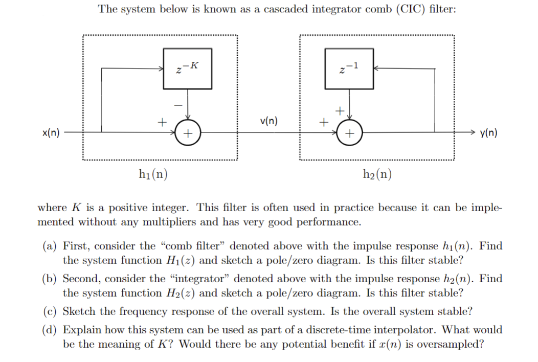 Solved The system below is known as a cascaded integrator | Chegg.com
