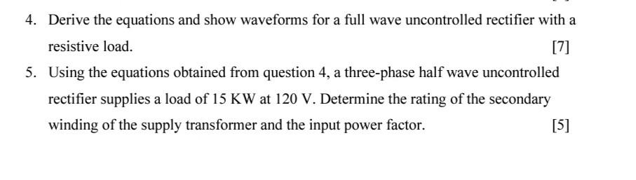 Solved resistive load. [7] 5. Using the equations obtained | Chegg.com
