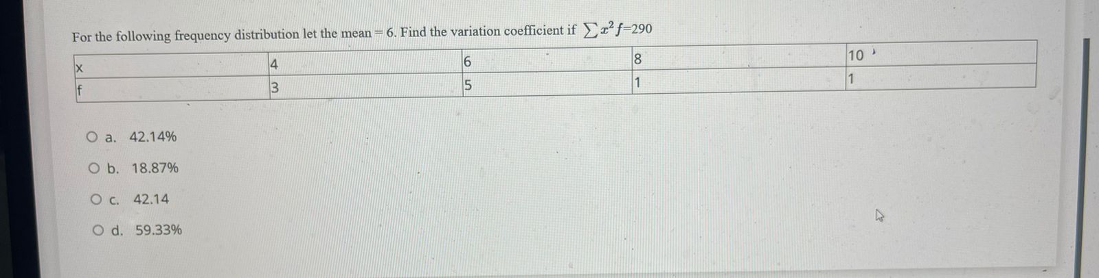 For the following frequency distribution let the mean | Chegg.com