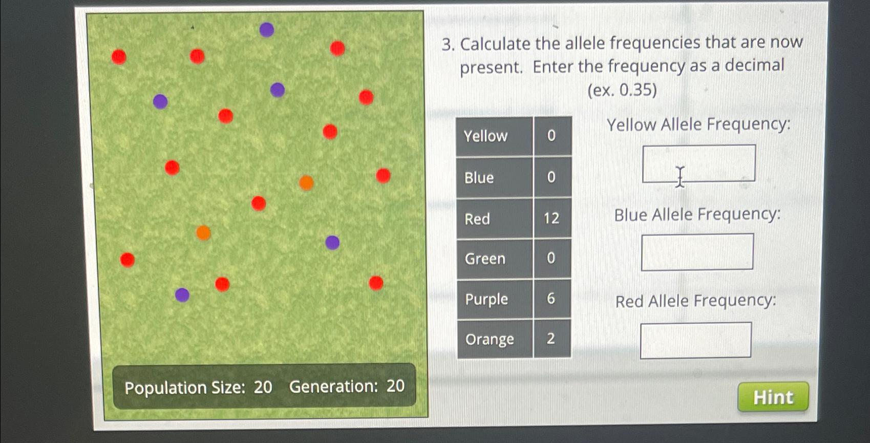 Solved Calculate the allele frequencies that are now | Chegg.com
