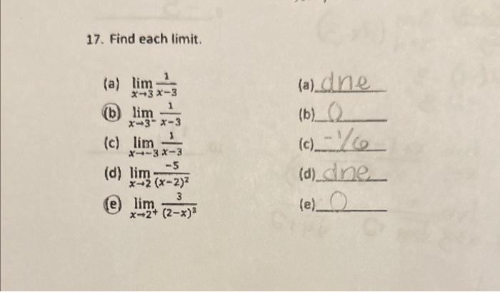 Solved 17. Find each limit. (a) limx→3x−31 (b) limx→3−x−31 | Chegg.com