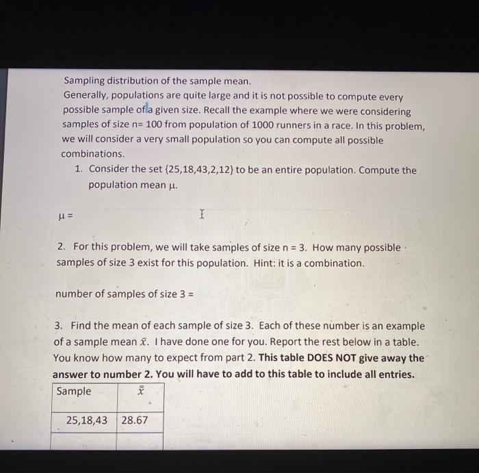 Solved Sampling distribution of the sample mean. Generally, | Chegg.com