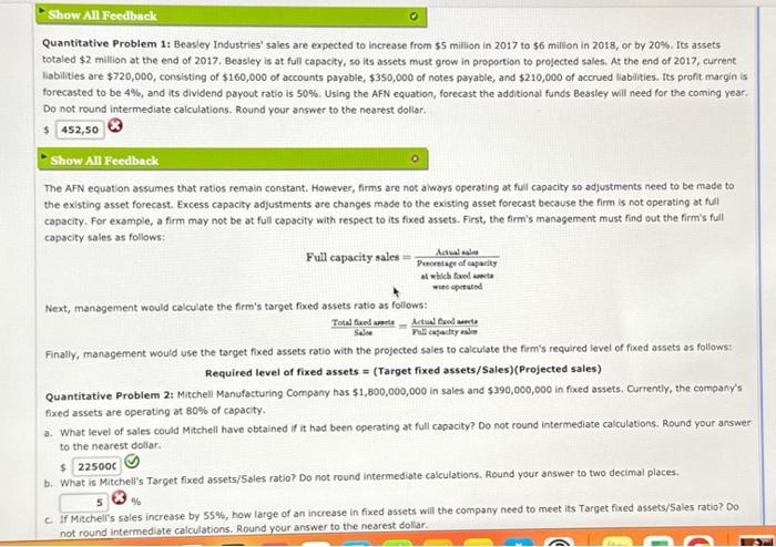Solved Quantitative Problem 1: Beasley Industries' sales are | Chegg.com